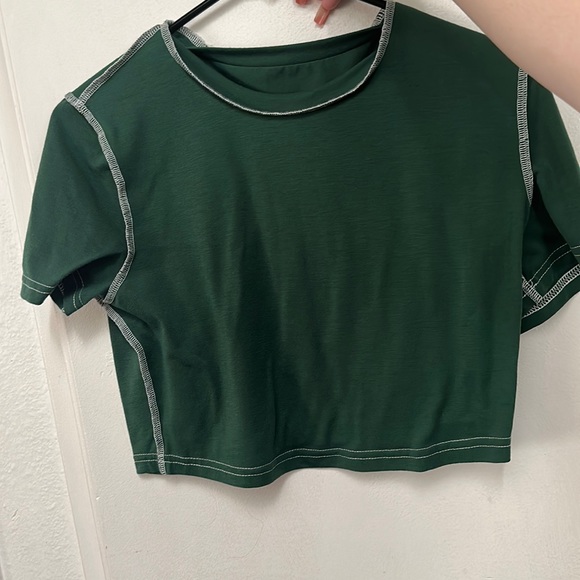 Tops | A Army Green Crop Top Looks Inside Out But Its Not | Poshmark